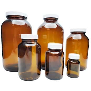 Cole-Parmer® Wide-Mouth Packer Bottle, Amber Glass from Cole-Parmer