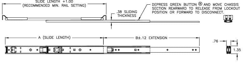 General Devices Chassis Trak Telescoping Slides - Cole-Parmer