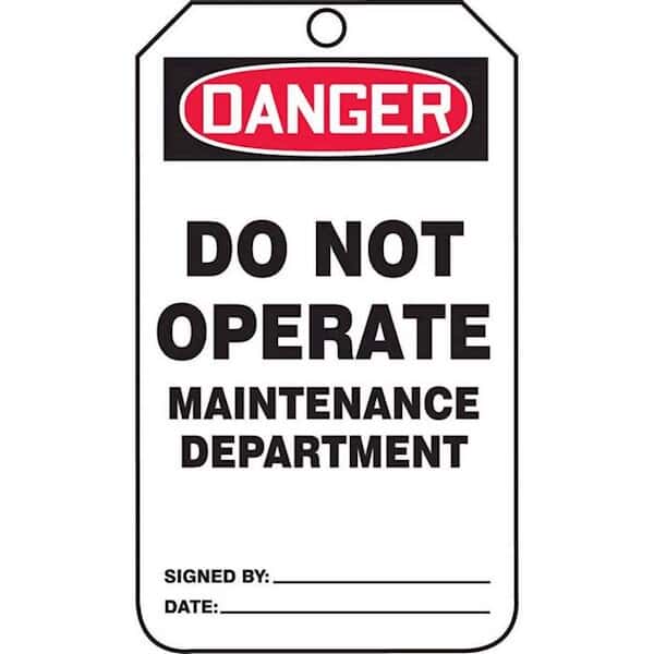 Accident Prevention Tags; Danger: Do Not Operate - Maintenance ...