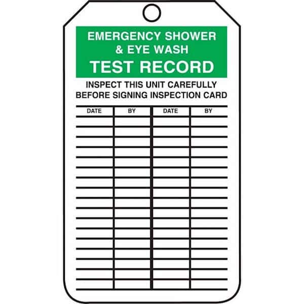 Accident Prevention Tags; Record Tags; Emergency Shower & Eye Wash Test ...