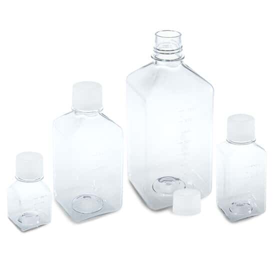 Cole-Parmer® Sterile Media Bottles, Square Plastic, PET from Cole ...