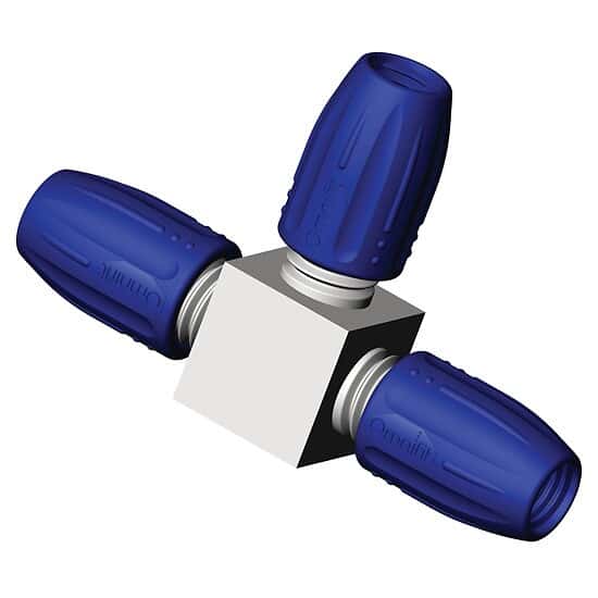 Diba Omnifit® PTFE Cap System Tee Fittings and Valves - Cole-Parmer