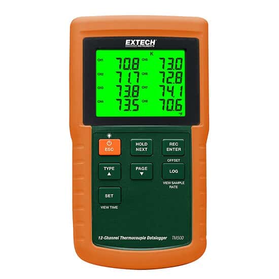 Extech TM500 12-Channel Data Logging Thermocouple Thermometer with SD ...