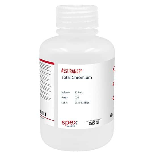 Spex CertiPrep® Total Chromium QC Sample, 1,000 µg/mL in H2O with HNO3 ...