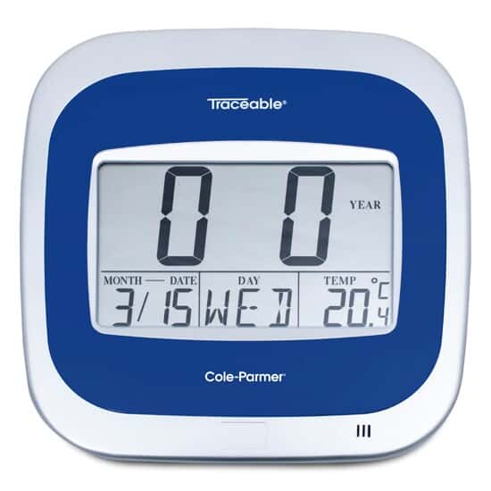 Traceable® Wall-Mount Clock/Calendar/Thermometer with Calibration ...