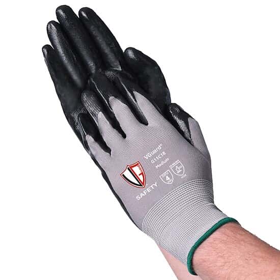 Vanguard Safety Nitrile Coated Nylon Knit Work Gloves from Cole-Parmer